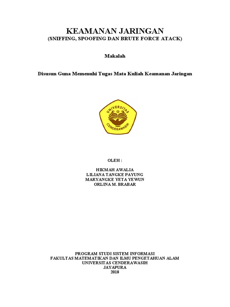 Keamanan Jaringan (Sniffing, Spoofing Dan Brute Force Atack) | PDF