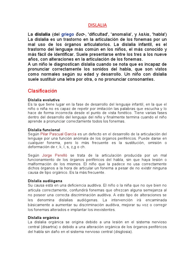 Dislalia: Tipos y Características | PDF | La lingüística aplicada | Habla