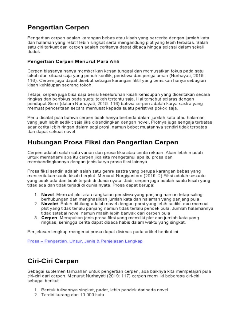 Pengertian dan Ciri-Ciri Cerpen | PDF | Klasik