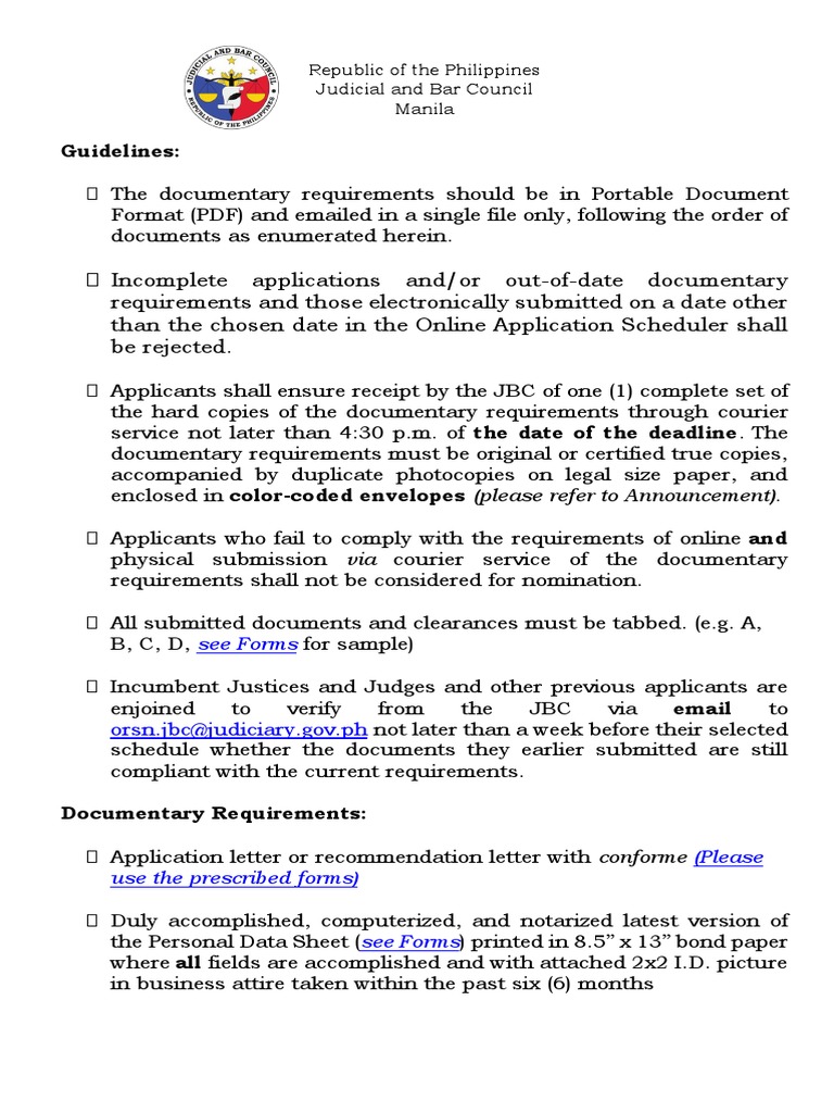 Guidelines Documentary Requirements - 1!14!21 | PDF | Physical ...