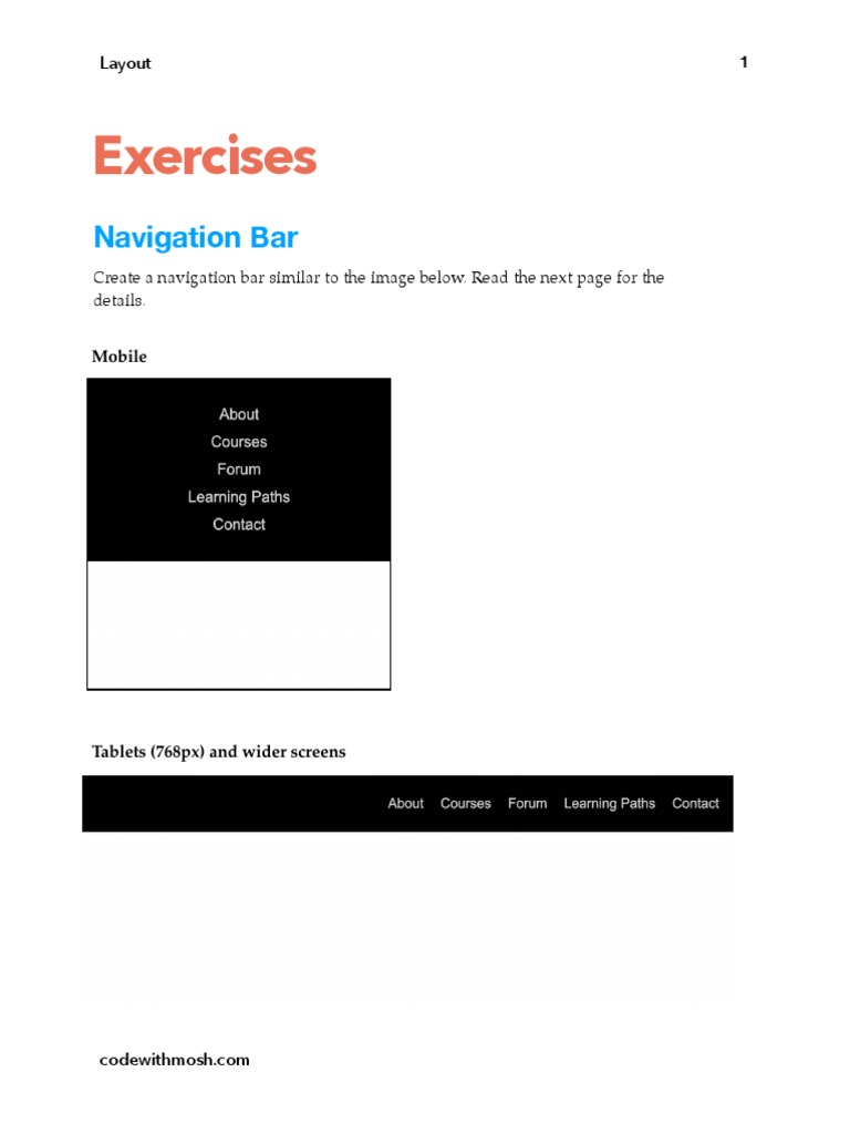 Exercises: Navigation Bar | PDF | Page Layout | Hypertext