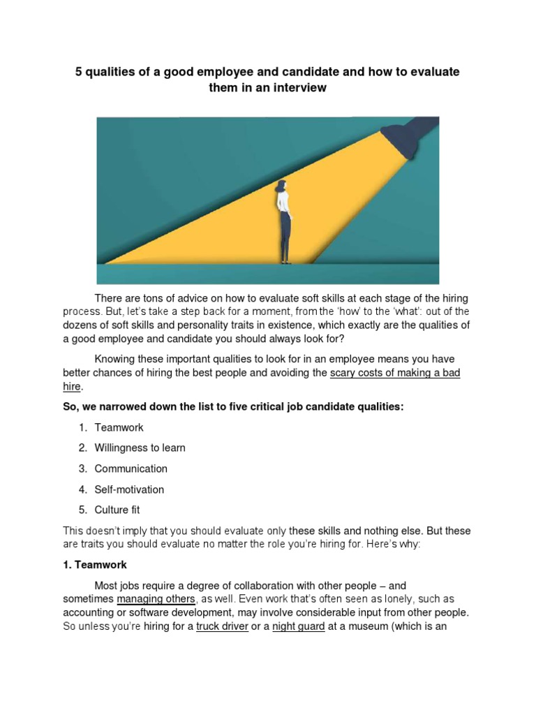 5 Qualities of A Good Employee and Candidate | PDF | Human Nature ...