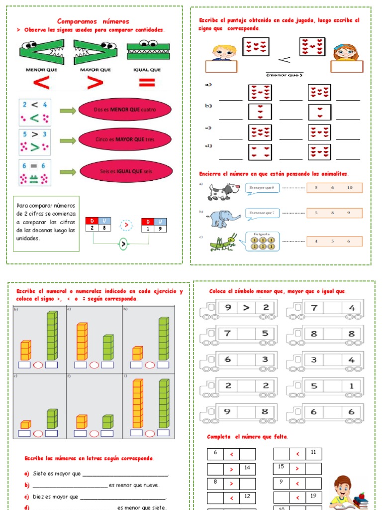 Comparación de Números para Primer Grado | PDF