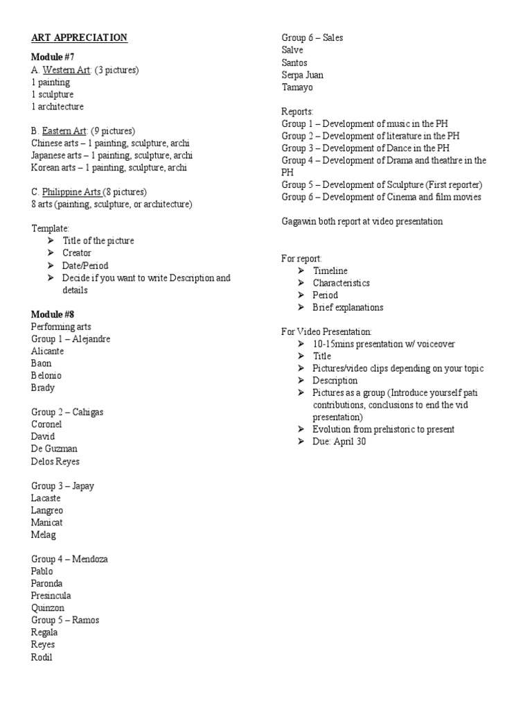 Art Appreciation Module #7 | PDF | Aesthetics | Arts (General)