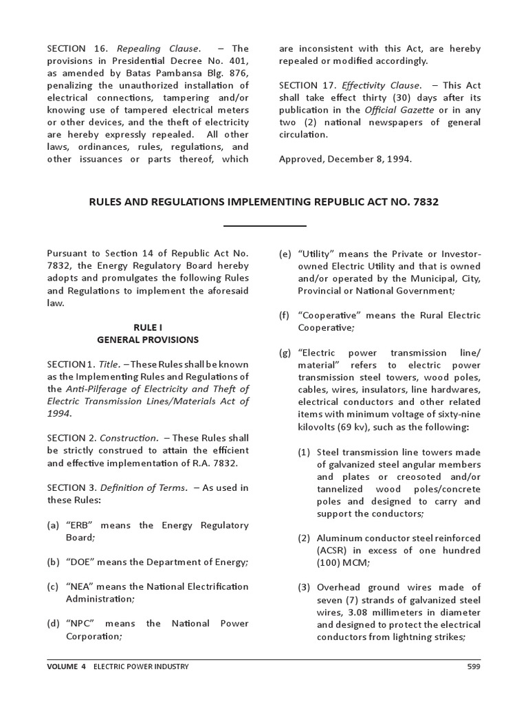 Irr Republic Act No. 7832 | Download Free PDF | Injunction | Electric ...