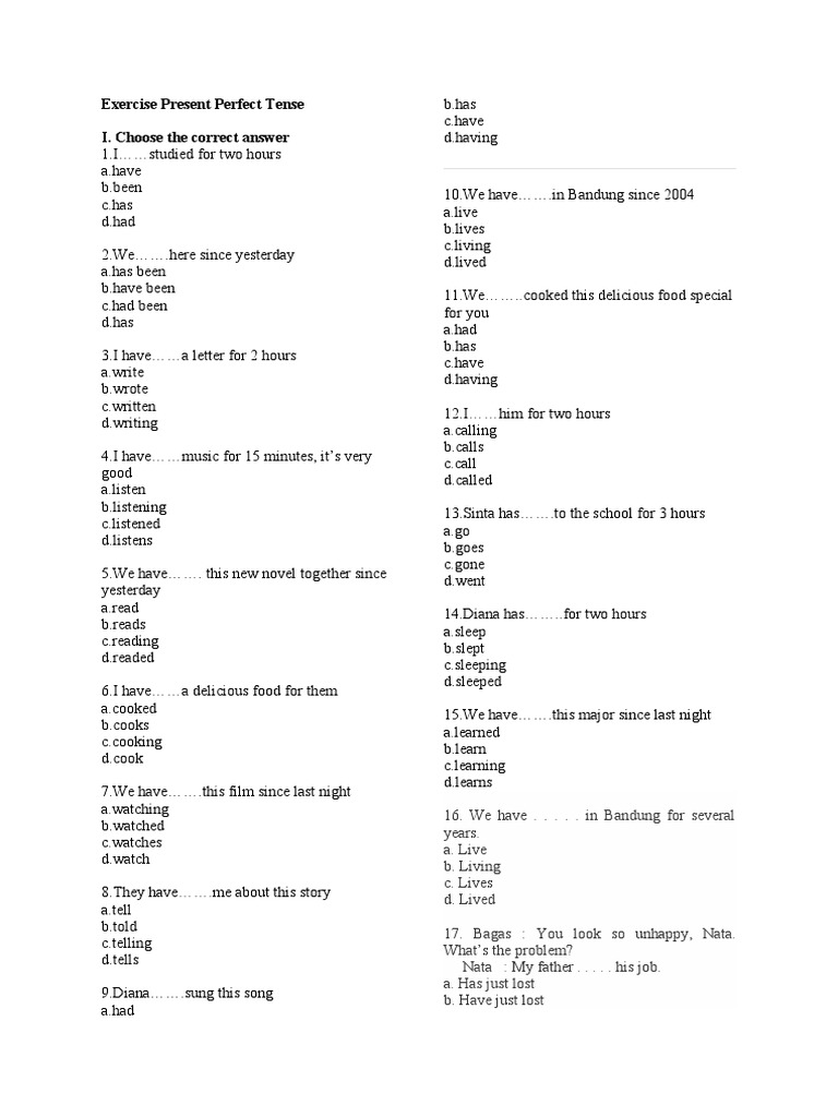 Soal Latihan Present Perfect - OK | PDF | Linguistics