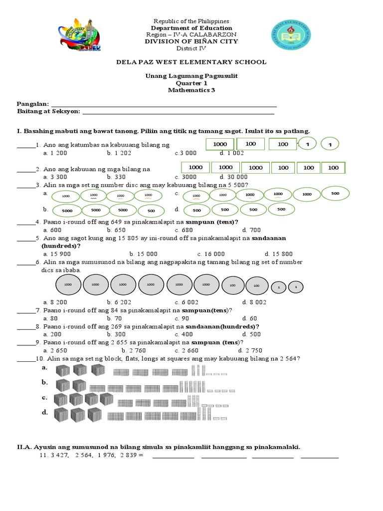 Math Summative Test 1 | PDF