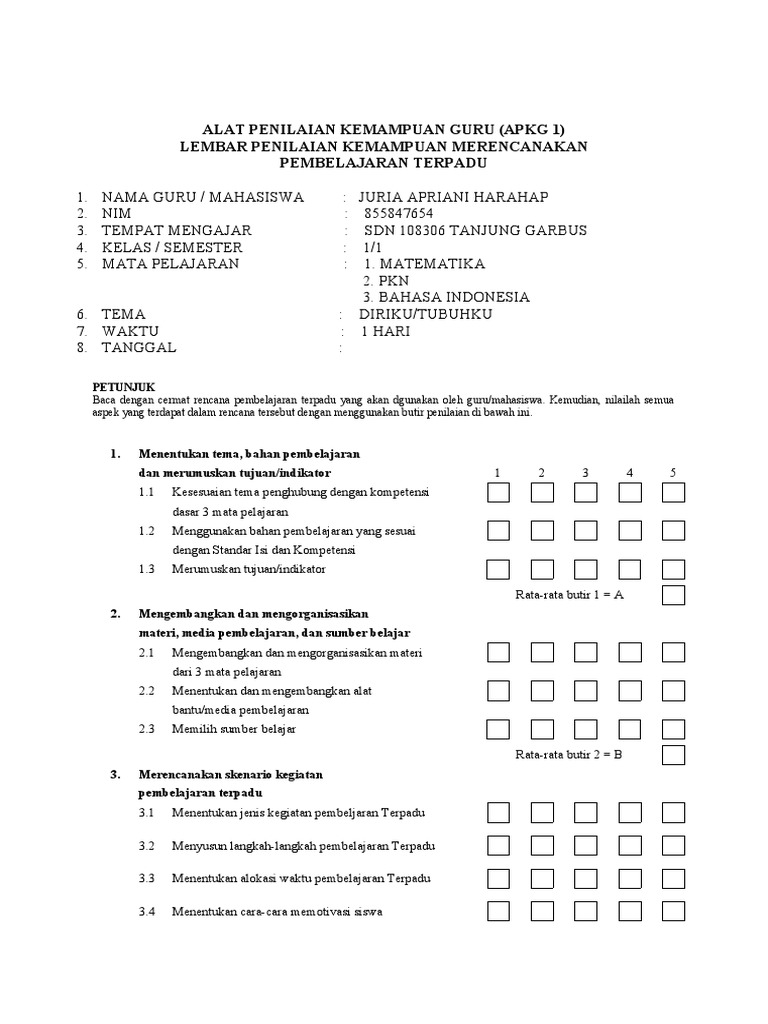 APKG 1 Dan 2 Pembelajaran Terpadu | PDF
