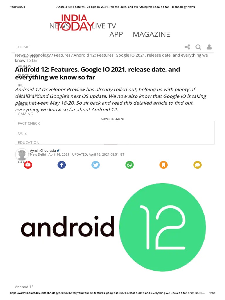 Android 12 - Features, Google IO 2021, Release Date, and Everything We ...