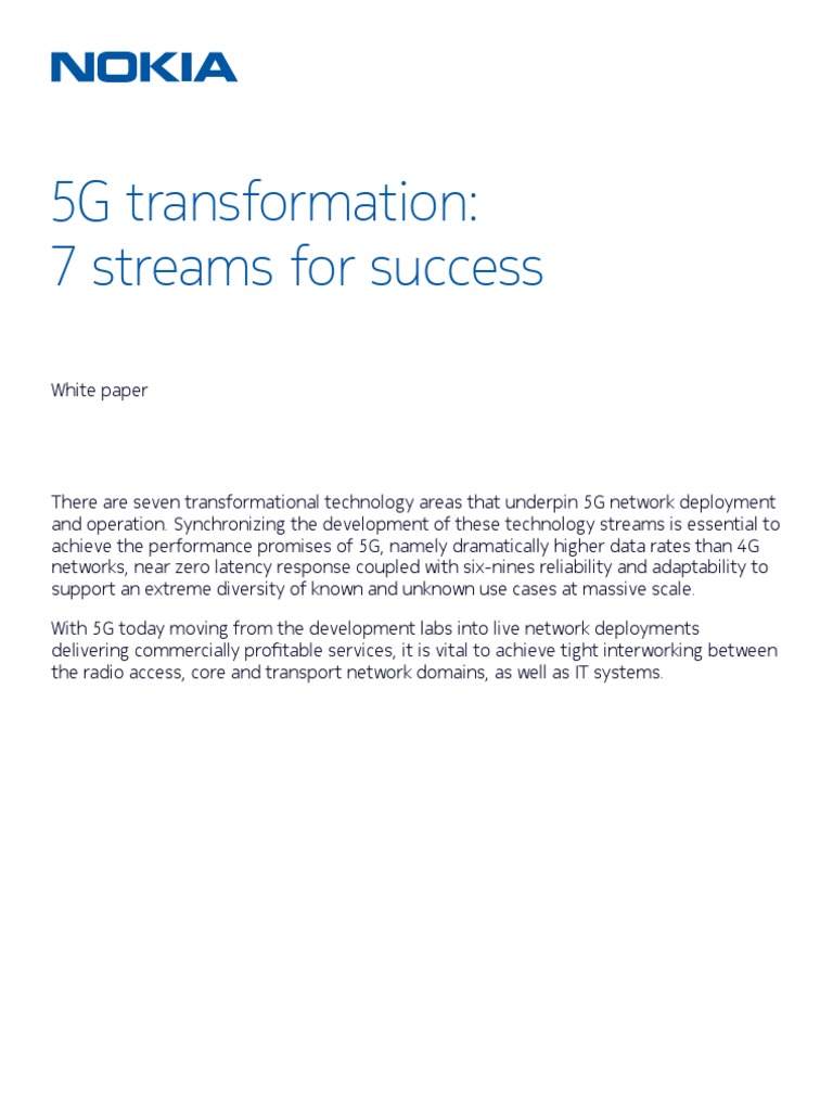 Nokia 5G Transformation 7 Streams For Success White Paper EN | PDF ...