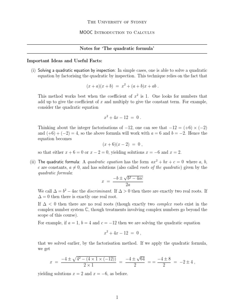 Quadratic Formula and Examples | PDF | Quadratic Equation | Square Root