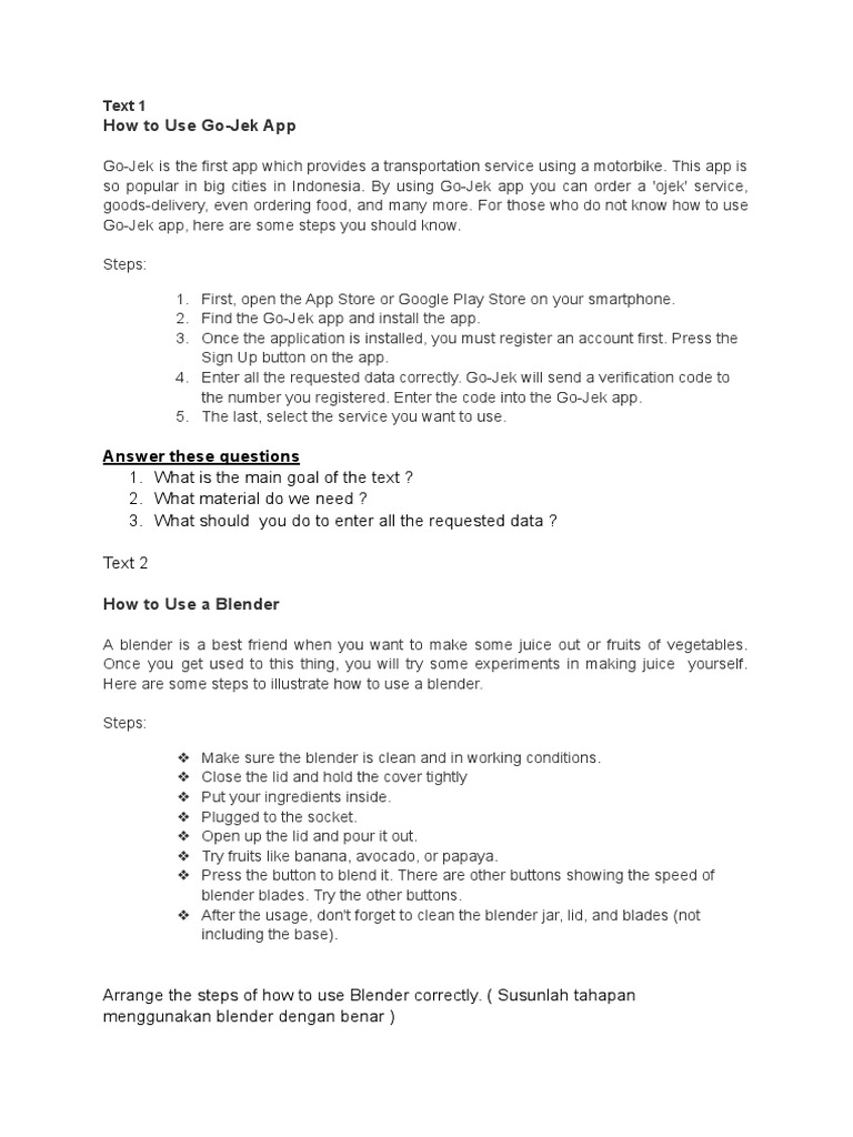 Exercise of Procedure Text | PDF