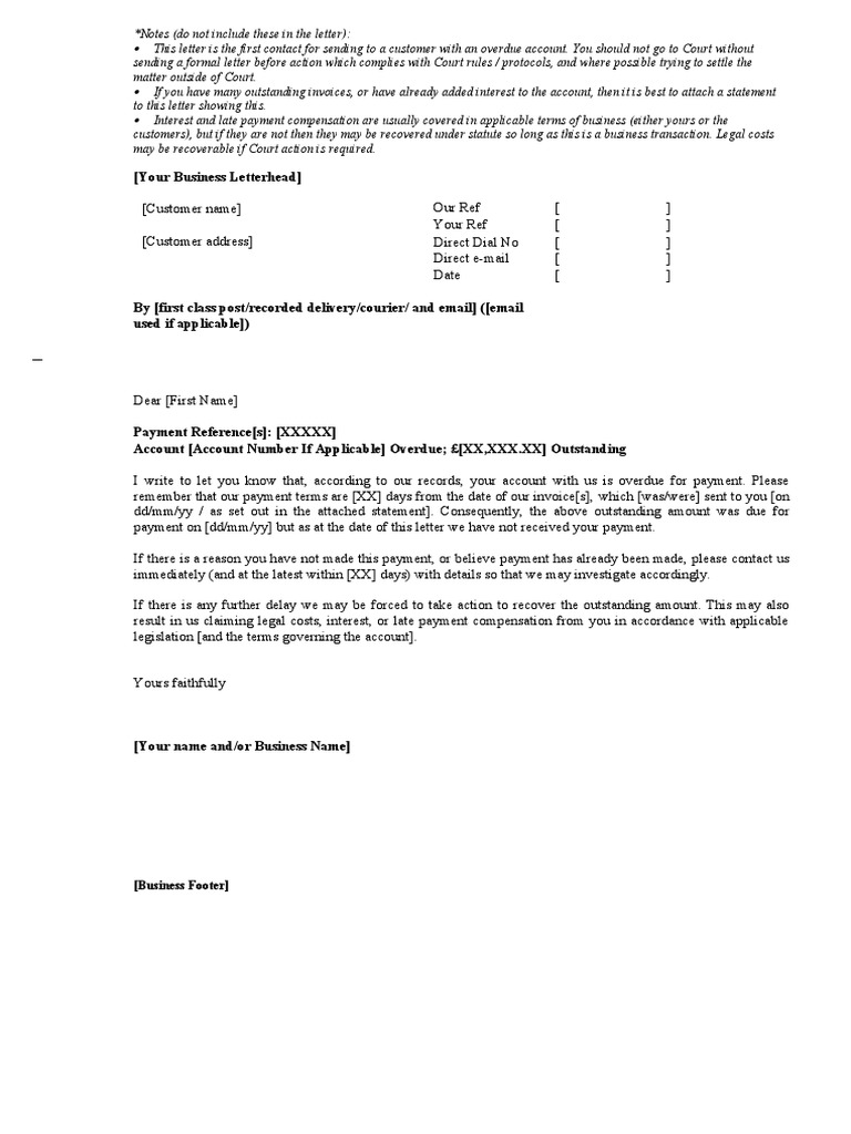 Late Payment Letter Template Polite Nudge | PDF | Justice | Crime ...