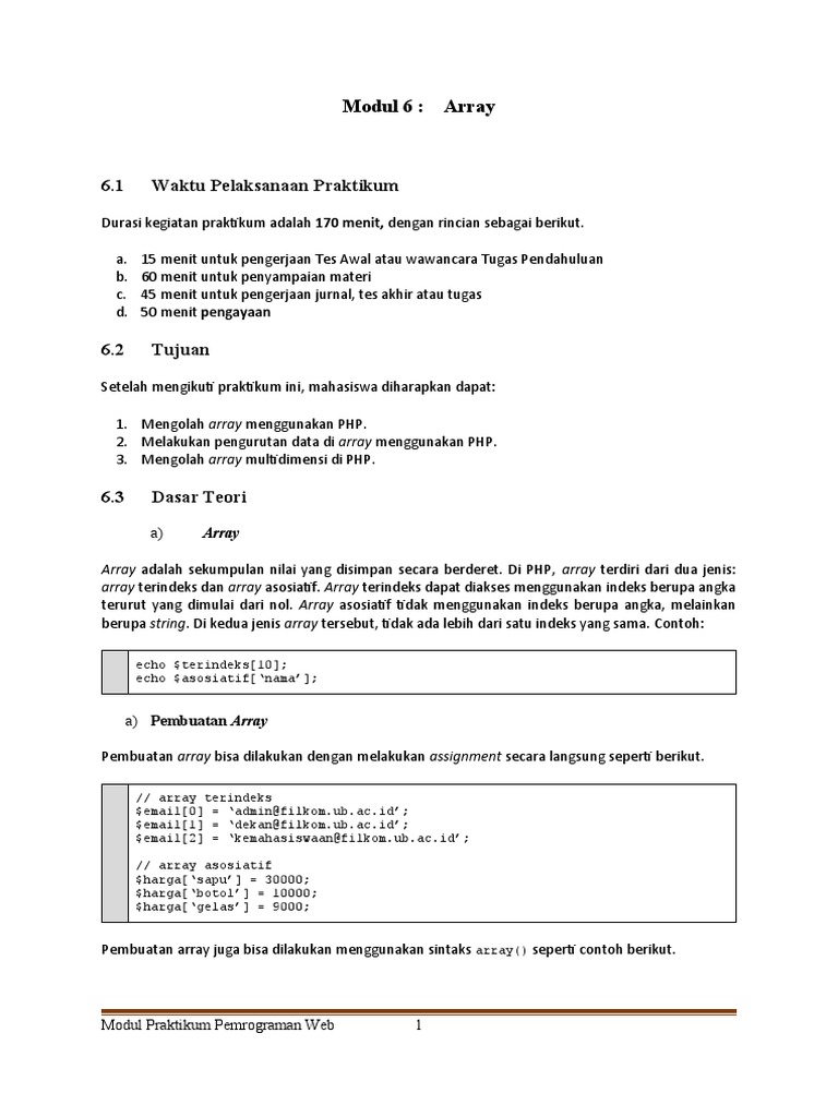 Mengolah Array di PHP | PDF