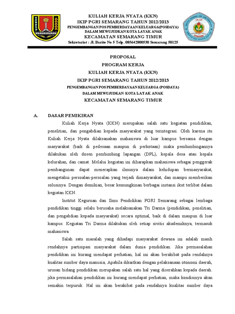 Proposal KKN KECAMATAN | PDF