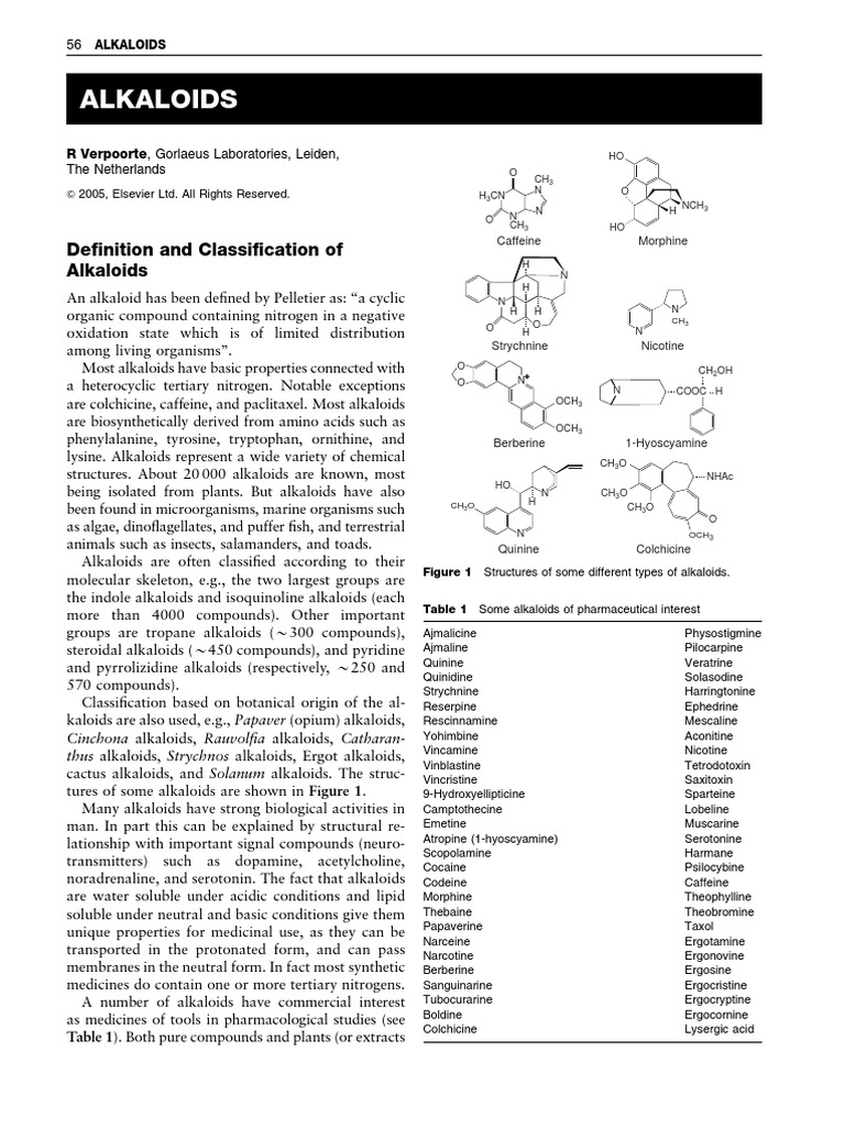 Alkaloids: Definition and Classification of Alkaloids | PDF | Alkaloid ...