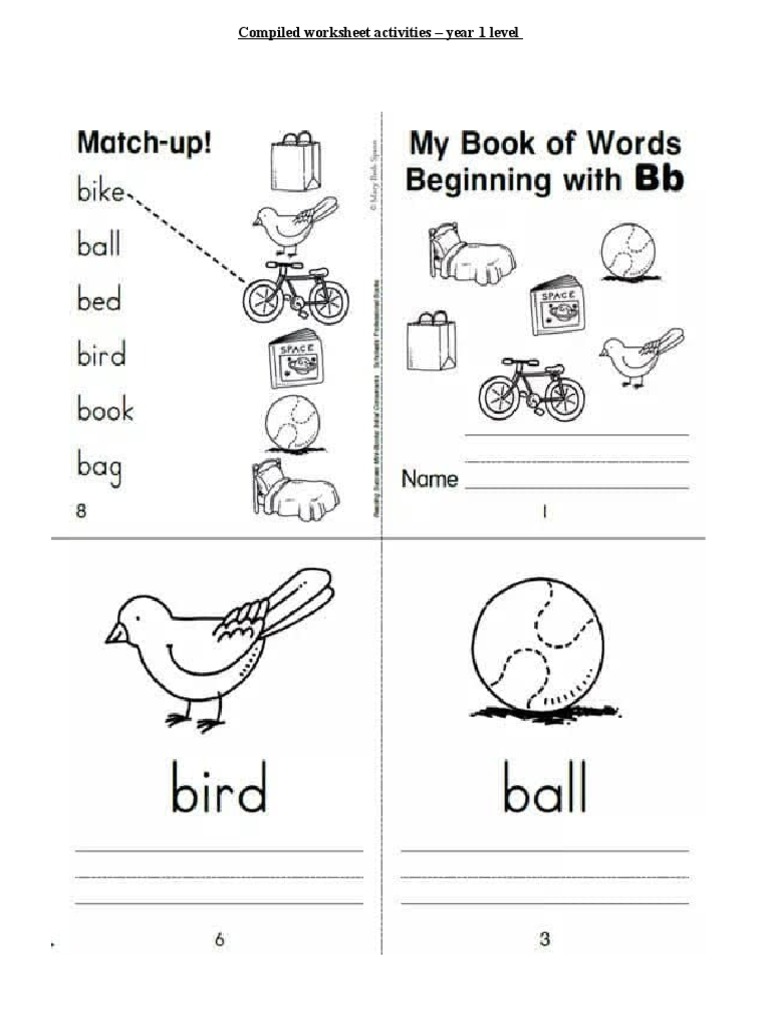 Worksheet Activites For Grade 1 - Year 1 | PDF