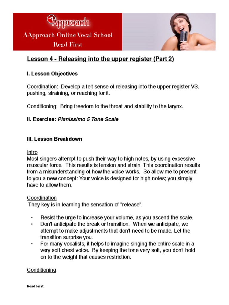 Lesson 4 - Releasing Into The Upper Register (Part 2) : Aapproach ...