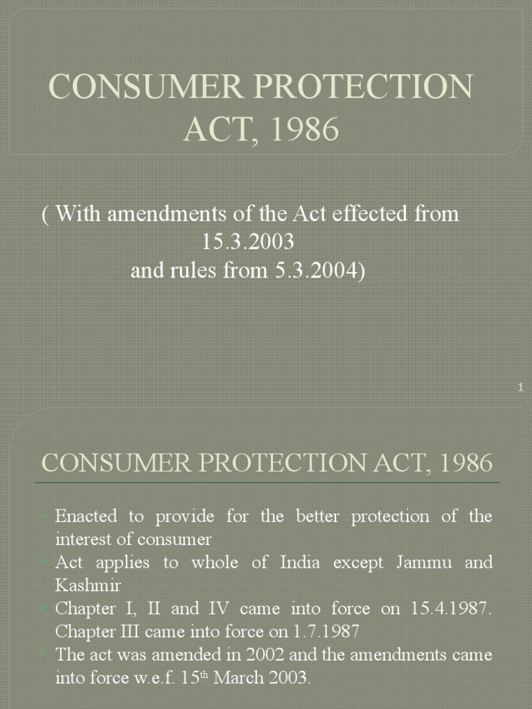 Overview of Consumer Protection Act 1986 | PDF | Complaint | Lawsuit