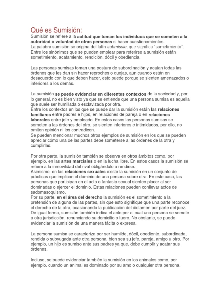 Qué Es Sumisión | PDF | Dominación y sumisión | Jurisdicción
