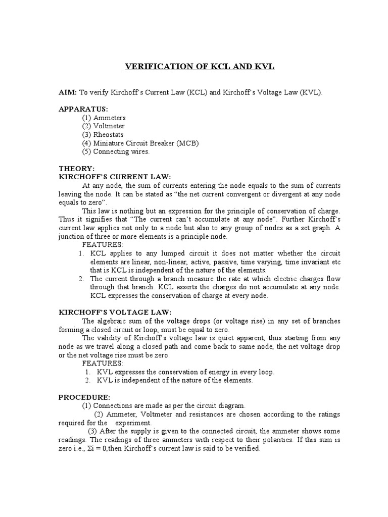 Verification of KCL and KVL | PDF | Voltage | Electrical Network