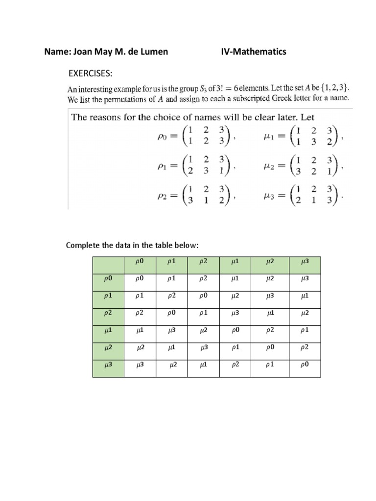 Abstract Algebra Exercises | PDF