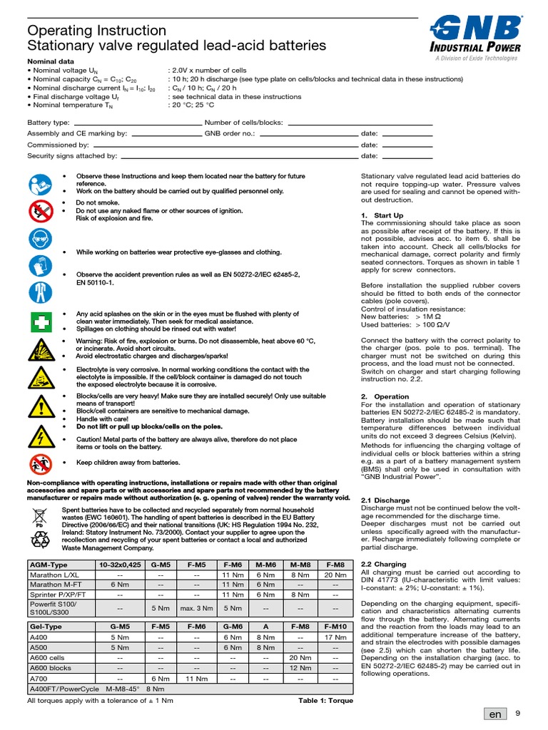 Marathon M12V90FT Battery Guidelines | PDF | Battery Charger ...