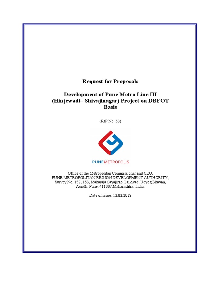 Hinjewadi-Shivajinagar Metro RfP | PDF | Request For Proposal | Damages