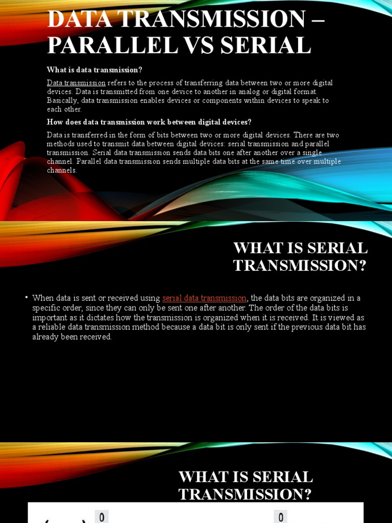 Data Transmission - Parallel Vs Serial | PDF | Data Transmission | Bit