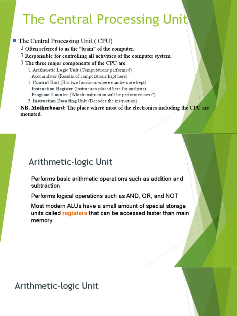 The Central Processing Unit | PDF | Central Processing Unit | Computer Data Storage