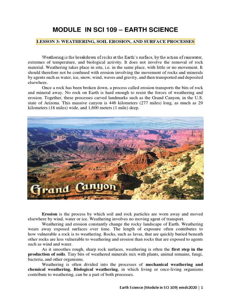 Module 3 (Soil Processes) | PDF | Weathering | Erosion
