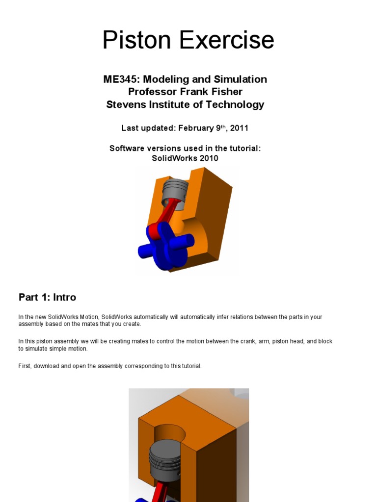 Piston Exercise: ME345: Modeling and Simulation Professor Frank Fisher ...
