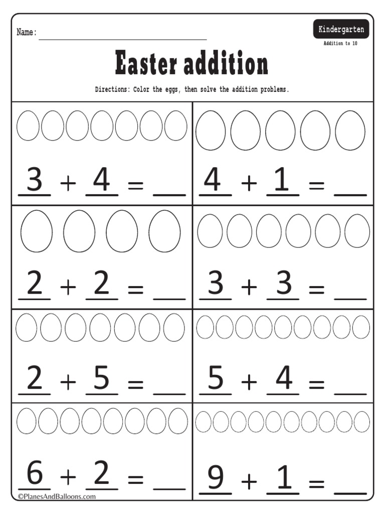 Easter Addition Kindergarten | PDF