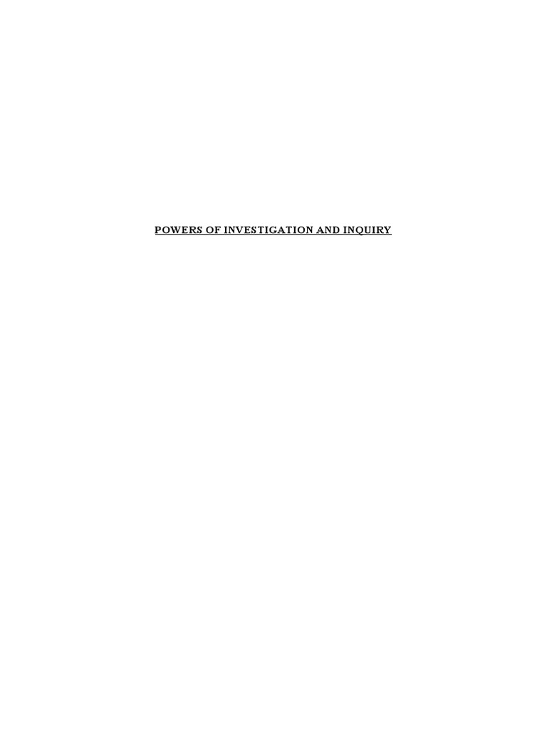 Powers of Investigation and Inquiry | PDF | Witness | Judiciaries