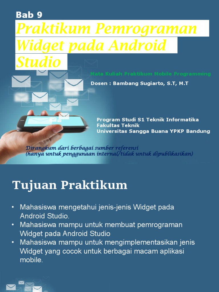 Bab 9 - Praktikum Pemrograman Widget Pada Android Studio | PDF