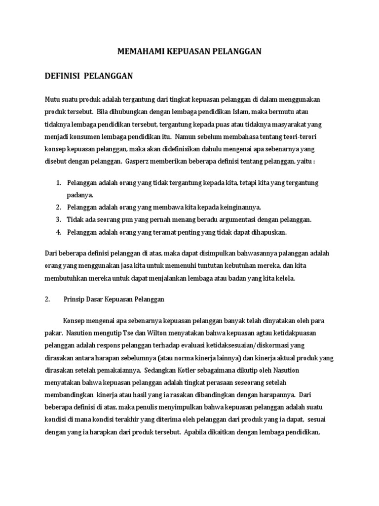 Memahami Kepuasan Pelanggan | PDF