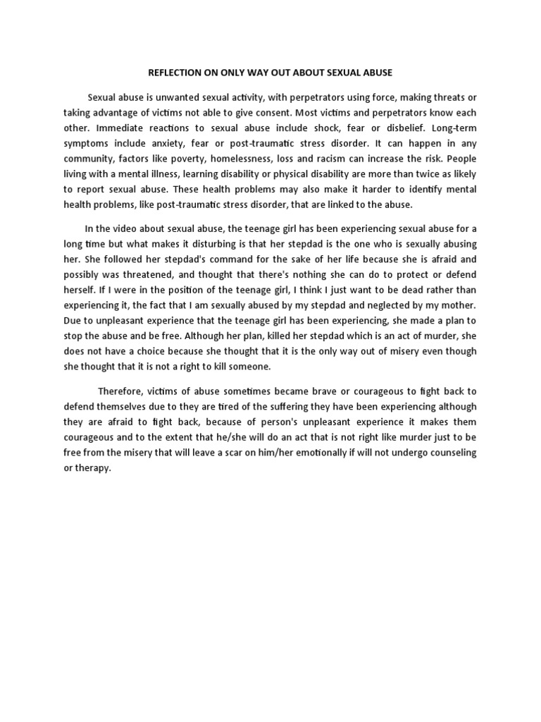 Sexual Abuse Reflection Paper | PDF | Self-Improvement