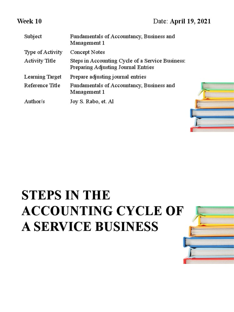 Steps in The Accounting Cycle of A Service Business (Preparing ...