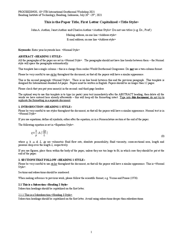 10th ITB International Geothermal Workshop | PDF | Paragraph | Document