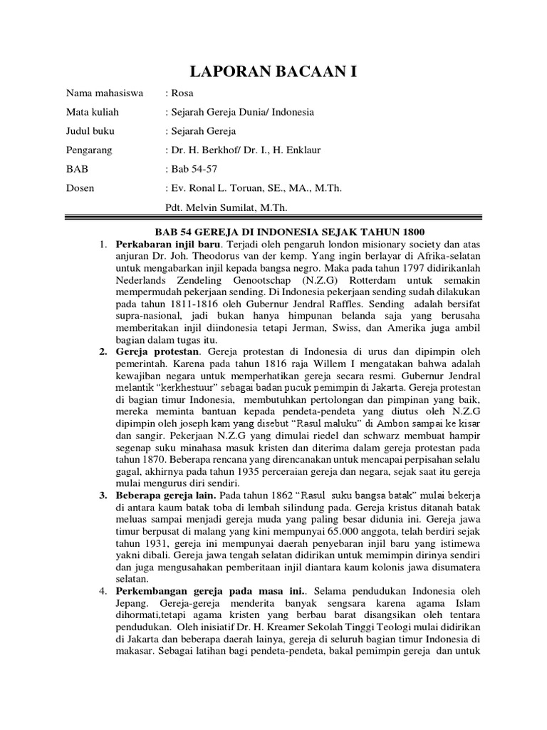 Laporan Bacaan I | PDF | Ilmu Sosial | Sejarah