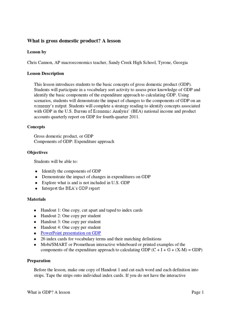 Measuring a Nation's Economic Well-Being: An Introduction to Gross ...