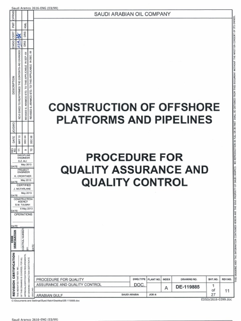 DE-119885 - Procedure For Quality Assurance and Quality Control | PDF | Quality Assurance ...