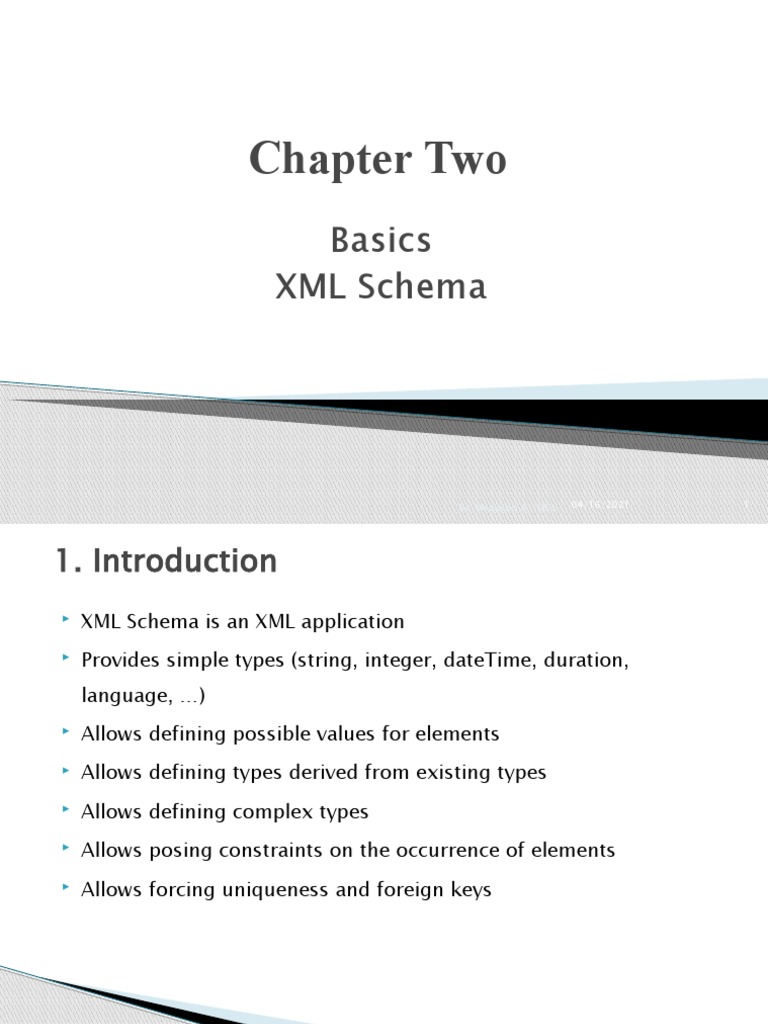 An Introduction to XML Schema: Defining Element Types, Attributes, Keys ...