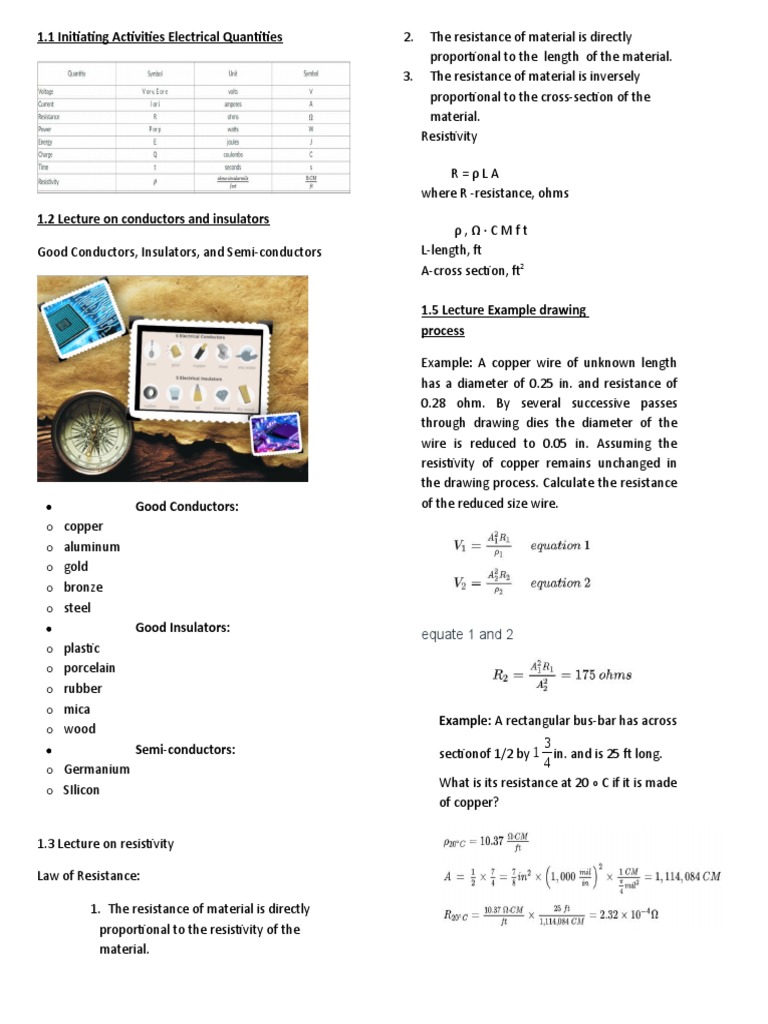 BASIC EE - Module 1 | PDF | Electrical Resistivity And Conductivity ...