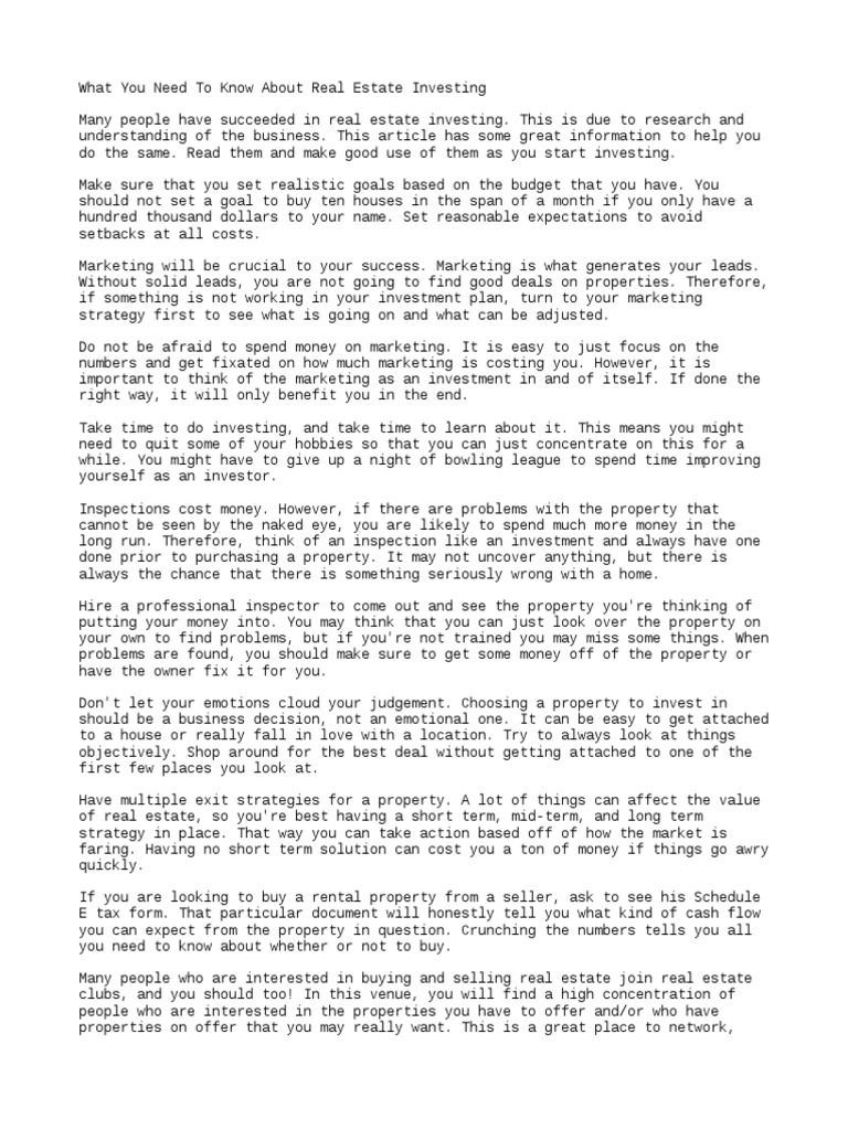 Real Estate Investing Basics | PDF | Real Estate Investing | Investing