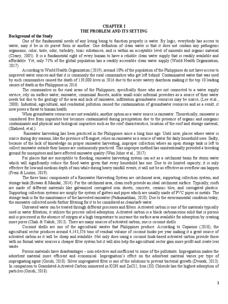 The Problem and Its Setting Background of The Study | PDF | Filtration ...