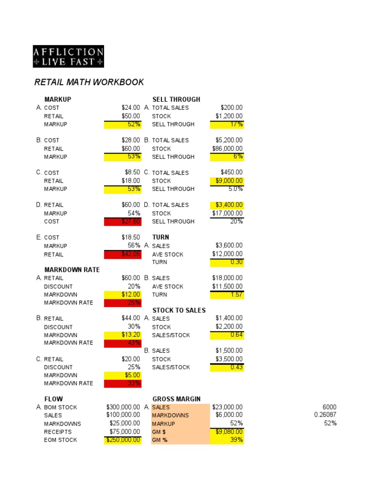 Retail Math Workbook Overview | PDF | Gross Margin | Income