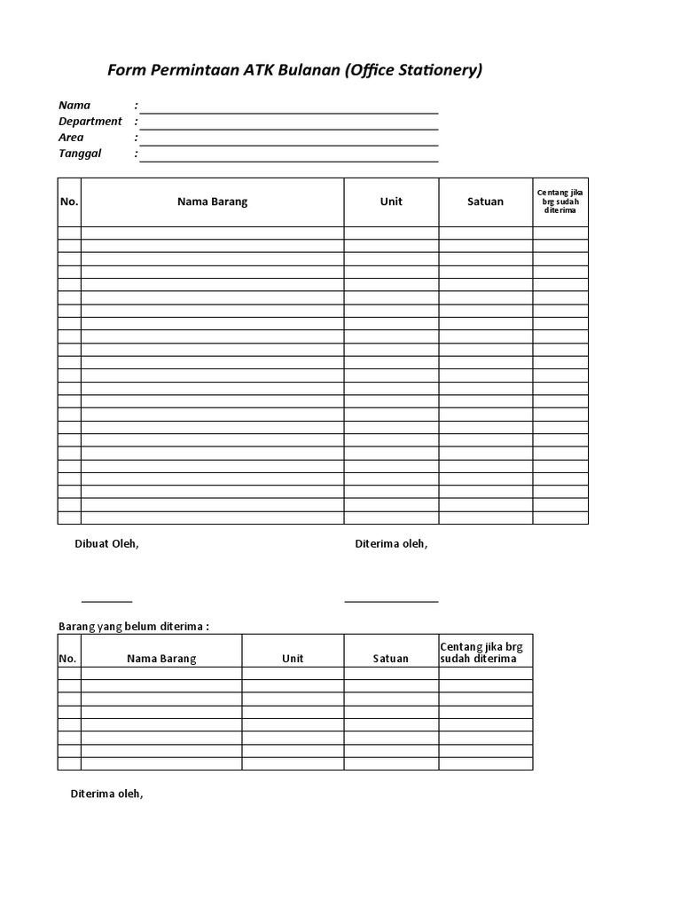 Form Permintaan Atk | PDF