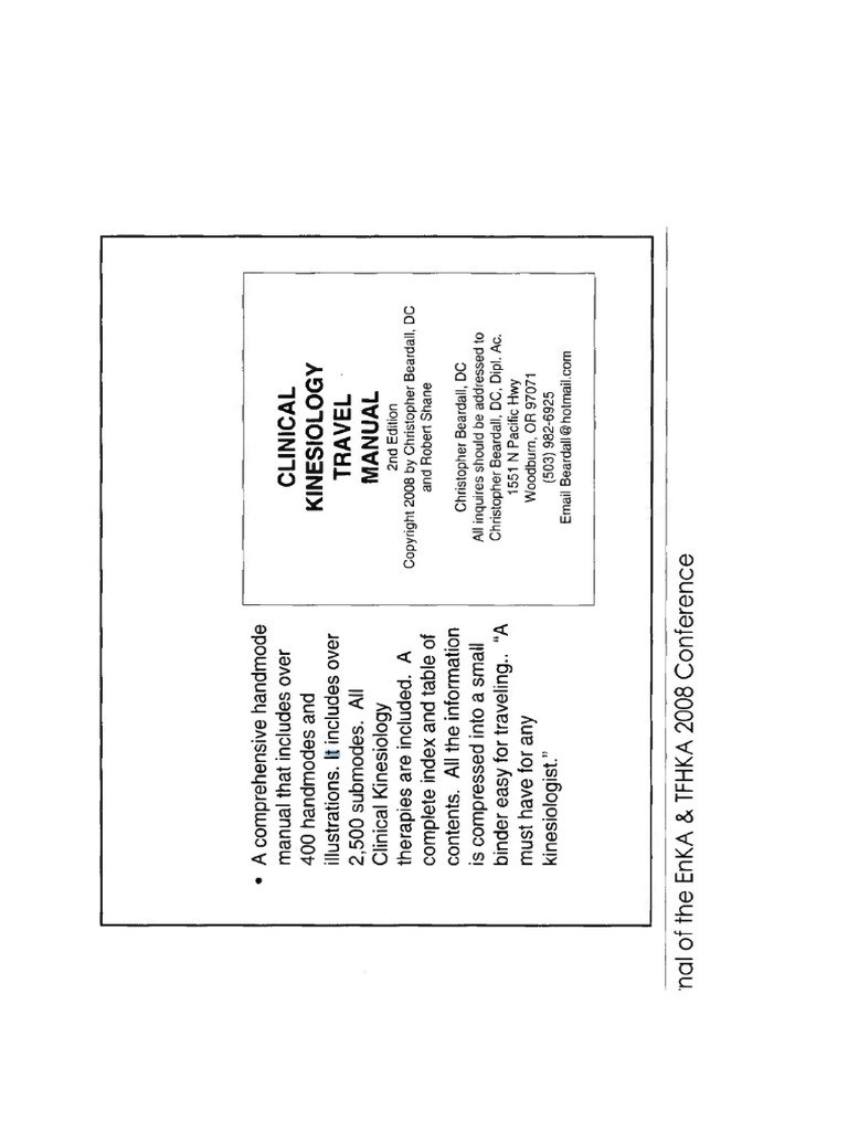 Clinical Kinesiology Travel Manual | PDF