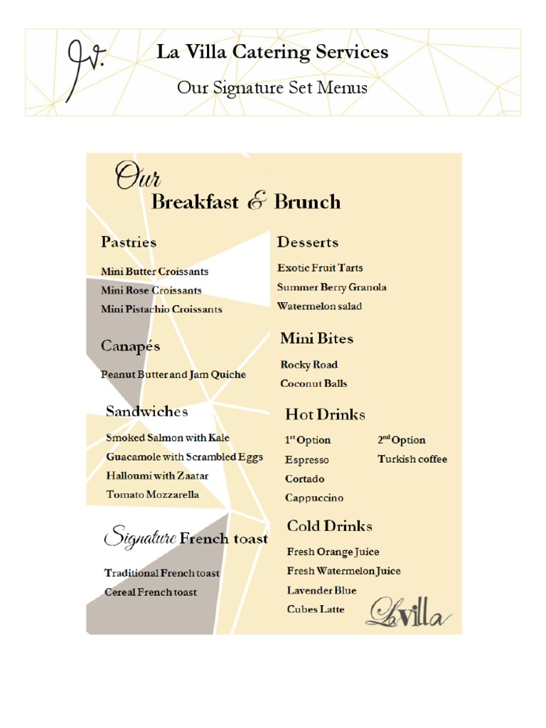 La Villa Catering Services La Villa Catering Services: Our Signature ...